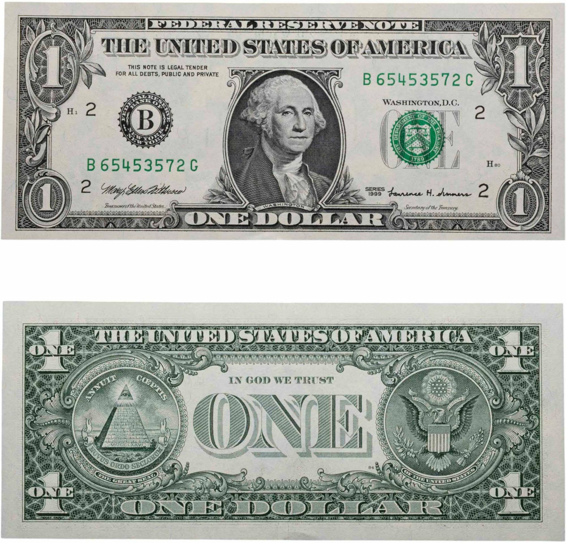 США 1 доллар 1999 год Pick 504 B-Нью Йорк