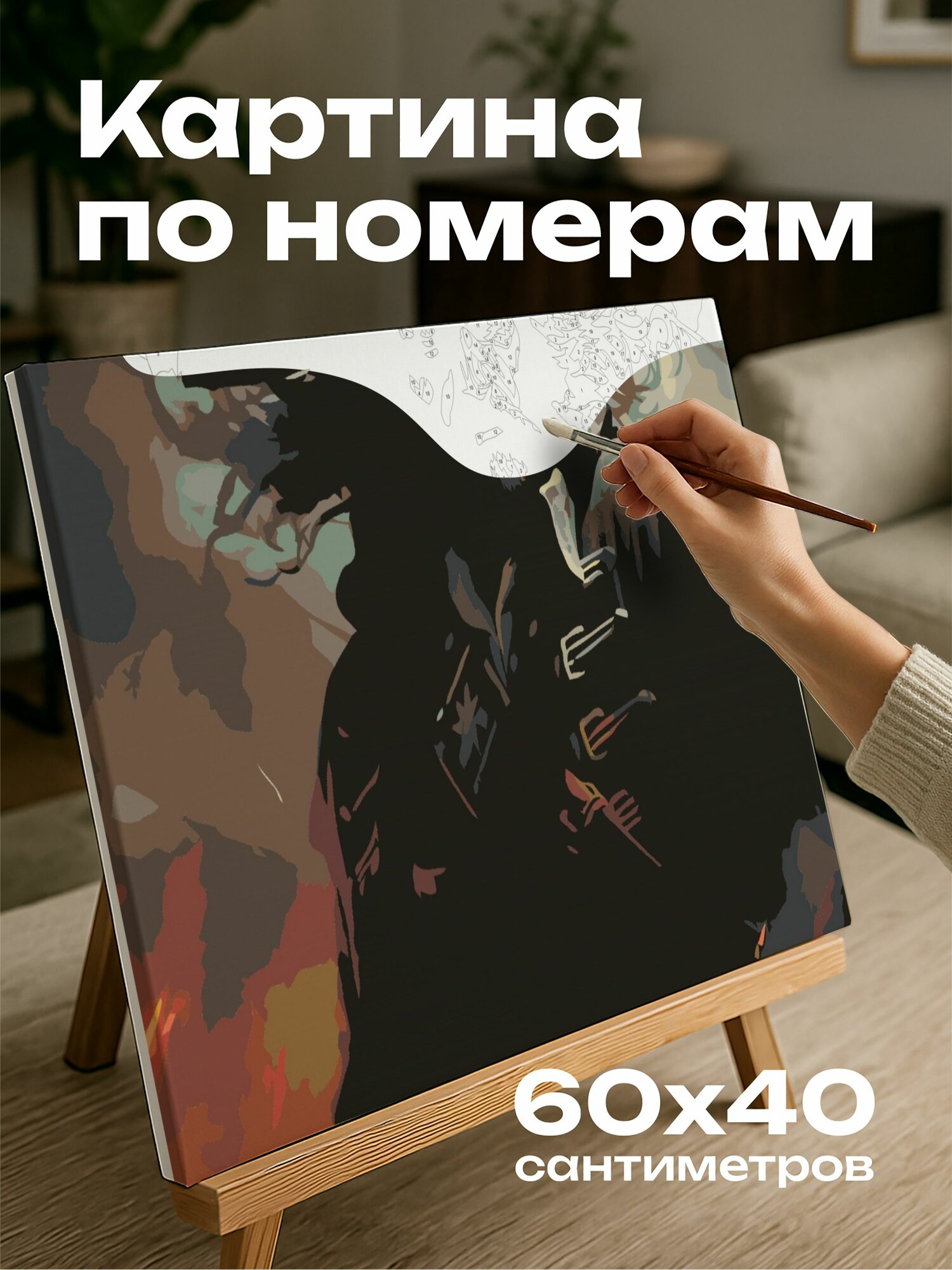 Картина по номерам 60x40 см, пират, капитан, корабль, шторм, море, паруса, пушки, суровость, угроза, приключение