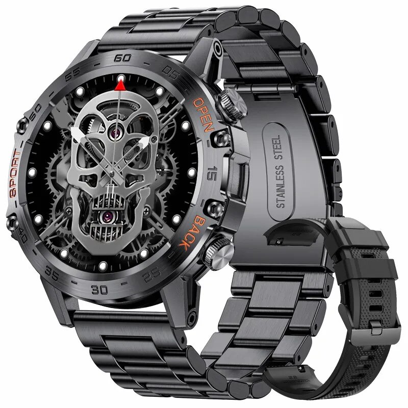 Мужские часы Skeleton Black Steel Strip AMOLED