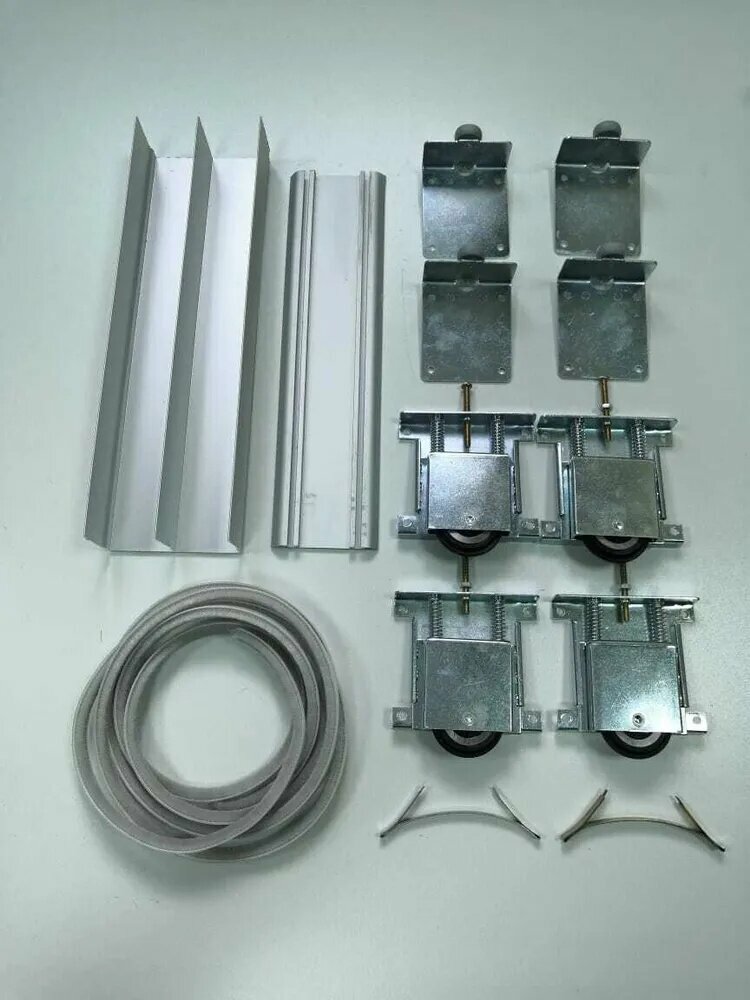 Комплект роликов и алюм. направляющие Версаль цв. Серебро 1.5м для сборки 2-х дверного шкафа-купе