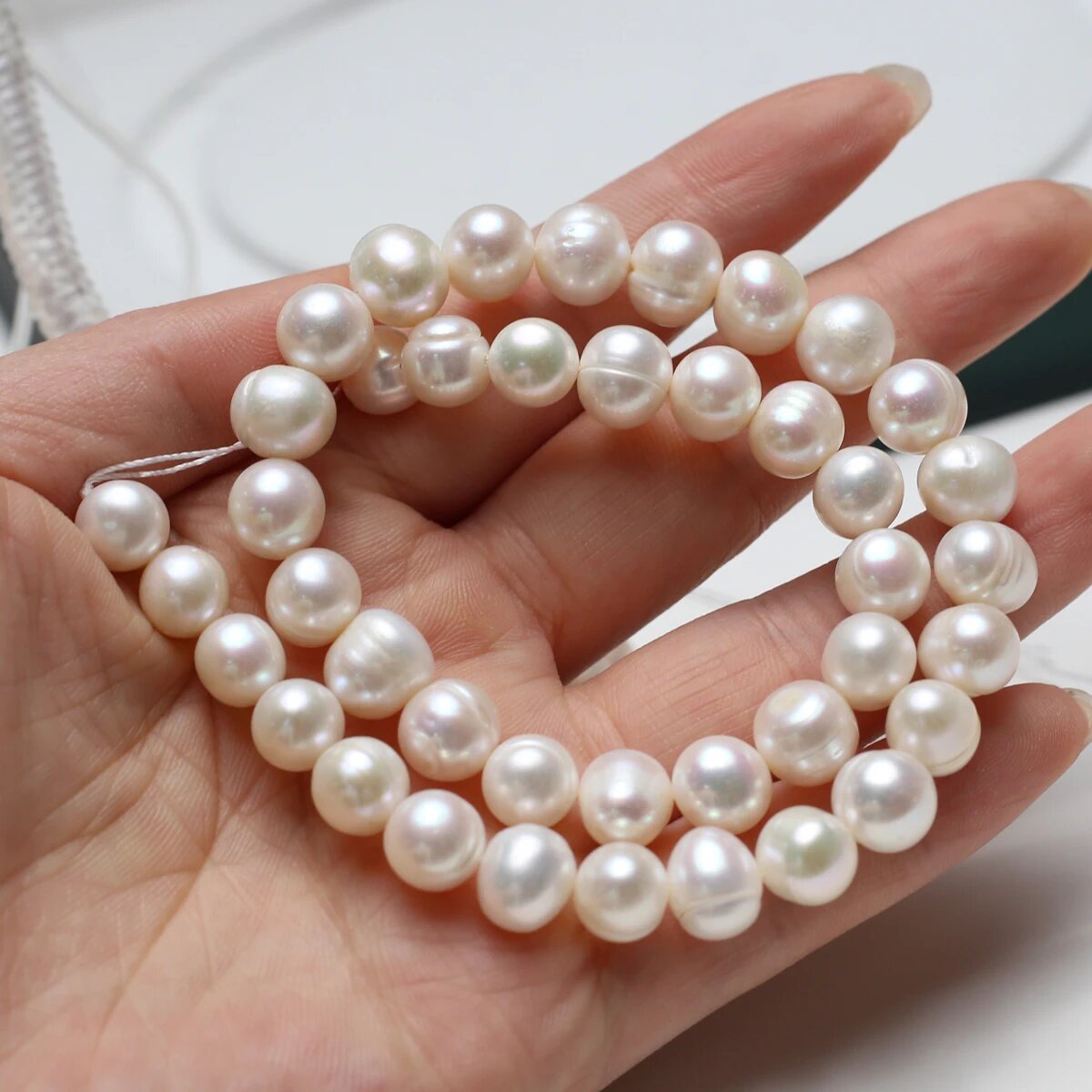 9-10 мм натуральный пресноводный жемчуг свободные бусины большие картофельные бусины для изготовления ювелирных изделий DIY женское ожерелье браслет аксессуар