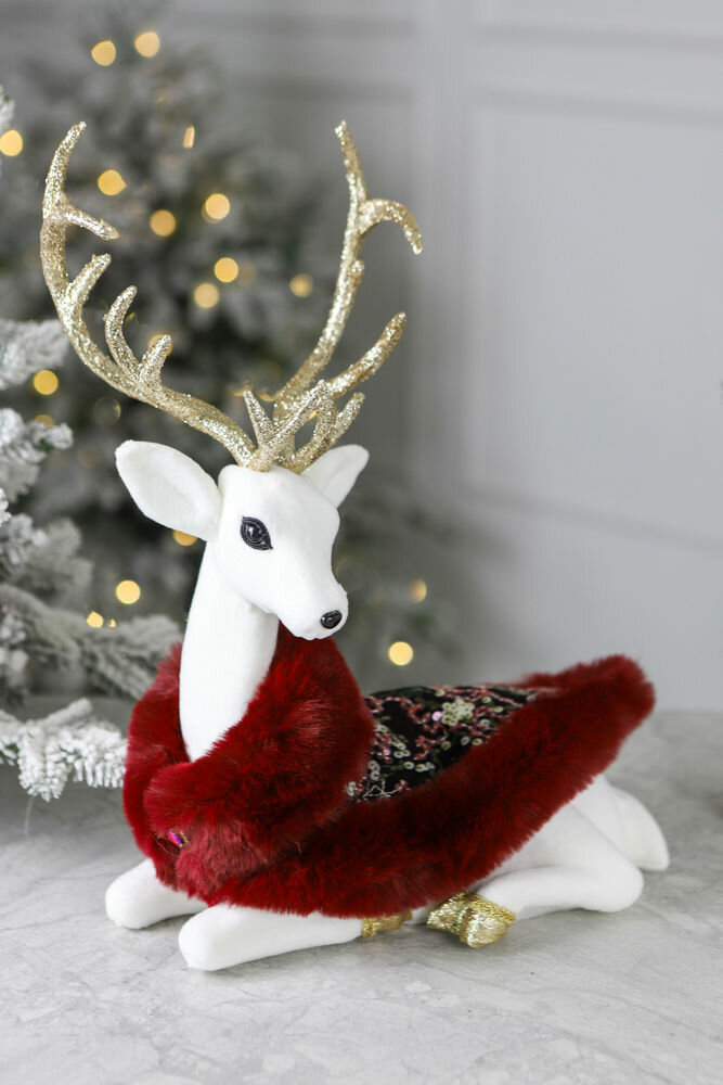Декоративная фигура олень клайв, текстиль, 41 см, Винтер Деко (Winter Deco) 1135246