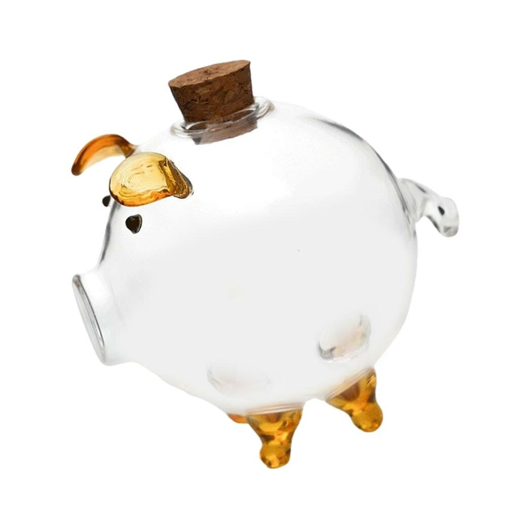 Свинка-копилка из прозрачного стекла, Золото