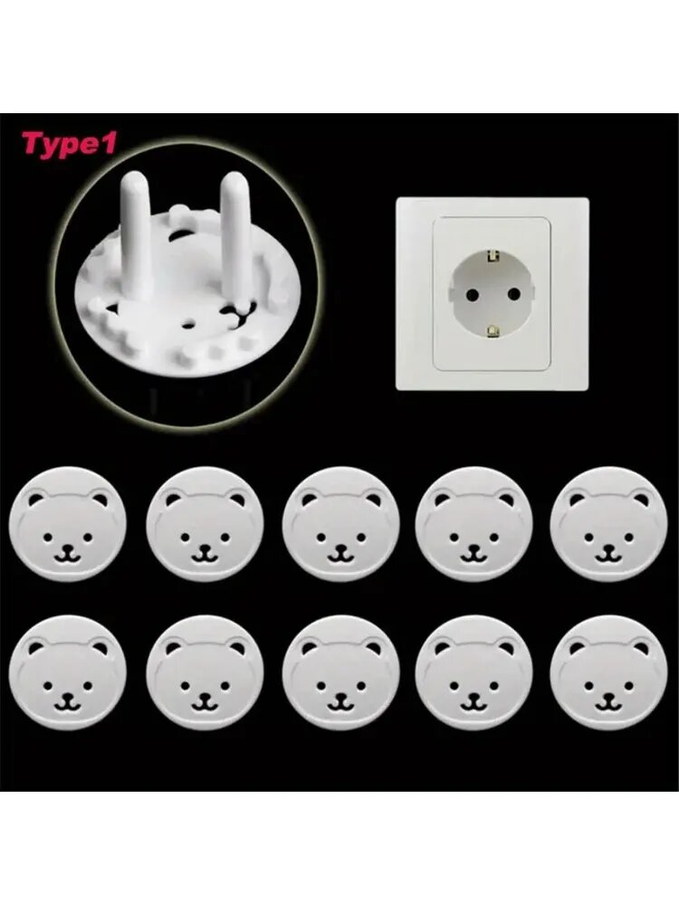 Пластиковая заглушка на трёхконтактную розетку белого цвета для защиты, 300 штук