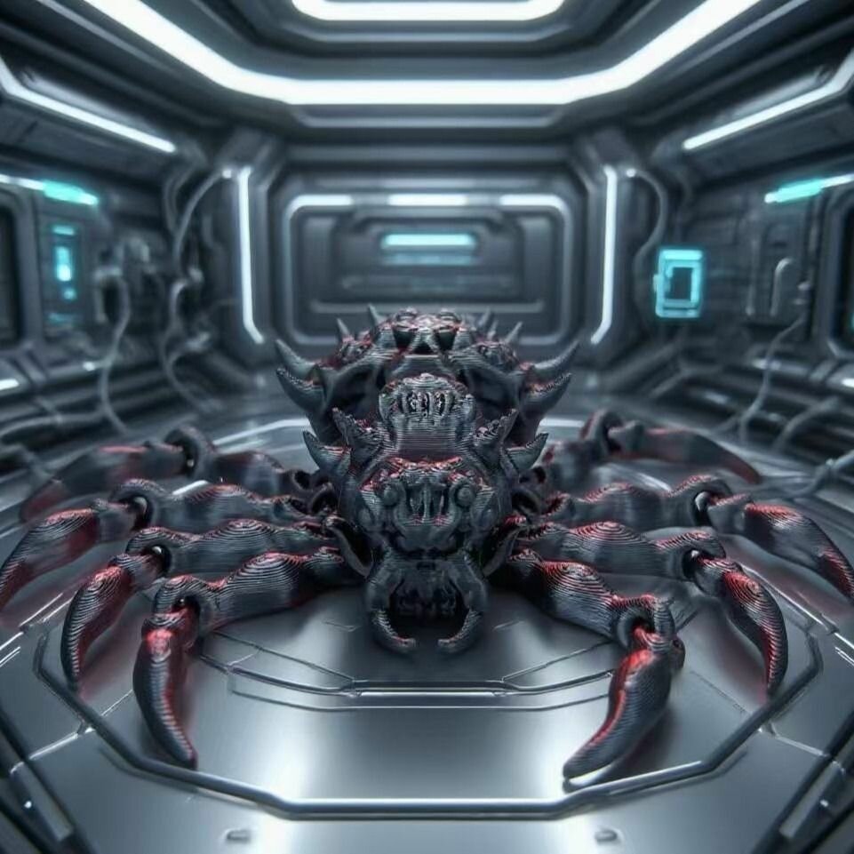 Напечатанная на 3D-принтере модель ужасного паука украшает украшения подвижными шарнирными соединениями