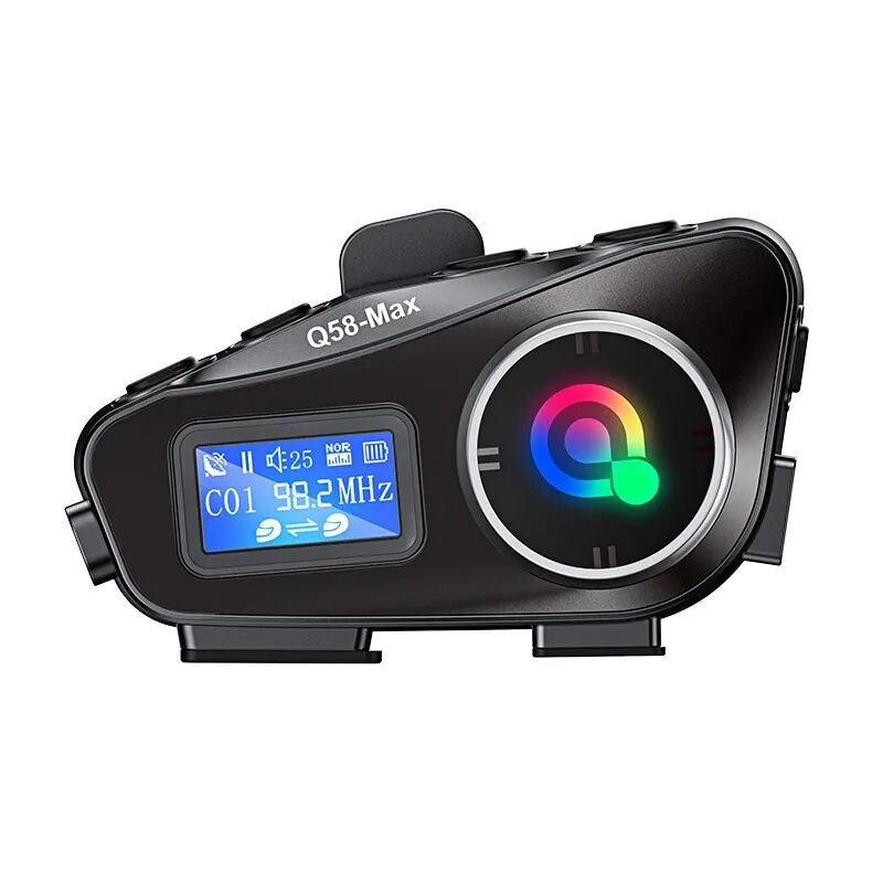Мотогарнитура Q58-Max на шлем, Bluetooth, с микрофоном, черная, для спорта