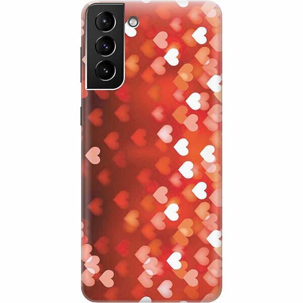 Ультратонкий силиконовый чехол-накладка для Samsung Galaxy S21 Plus с принтом "Бокэ из красных сердечек"