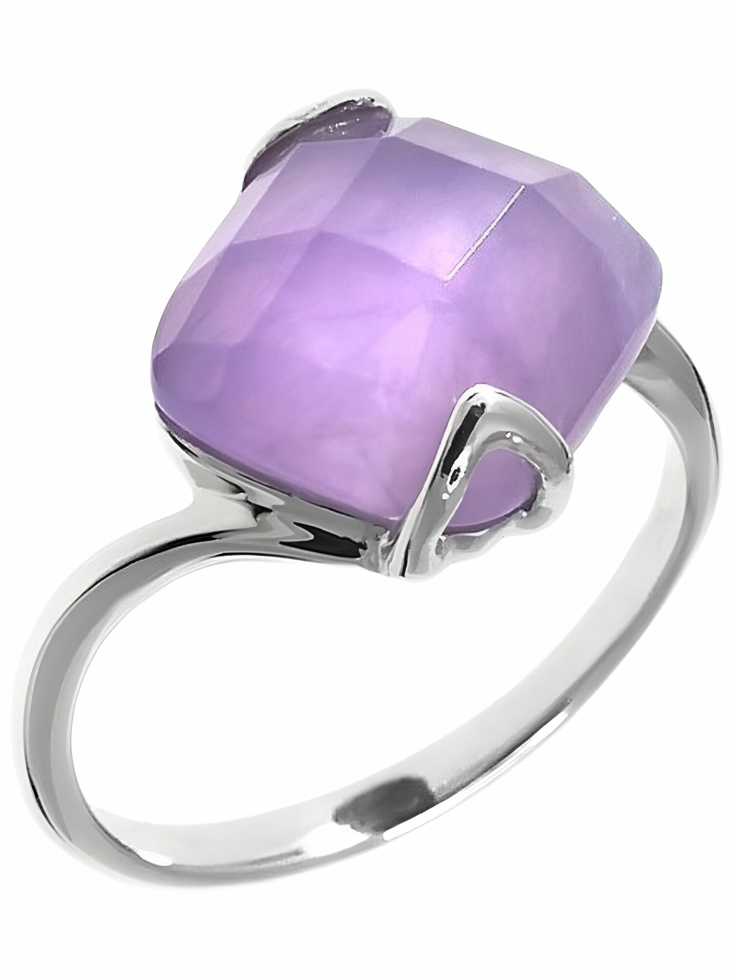 Кольцо тонкое, серебро, 925 проба, родирование, аметист