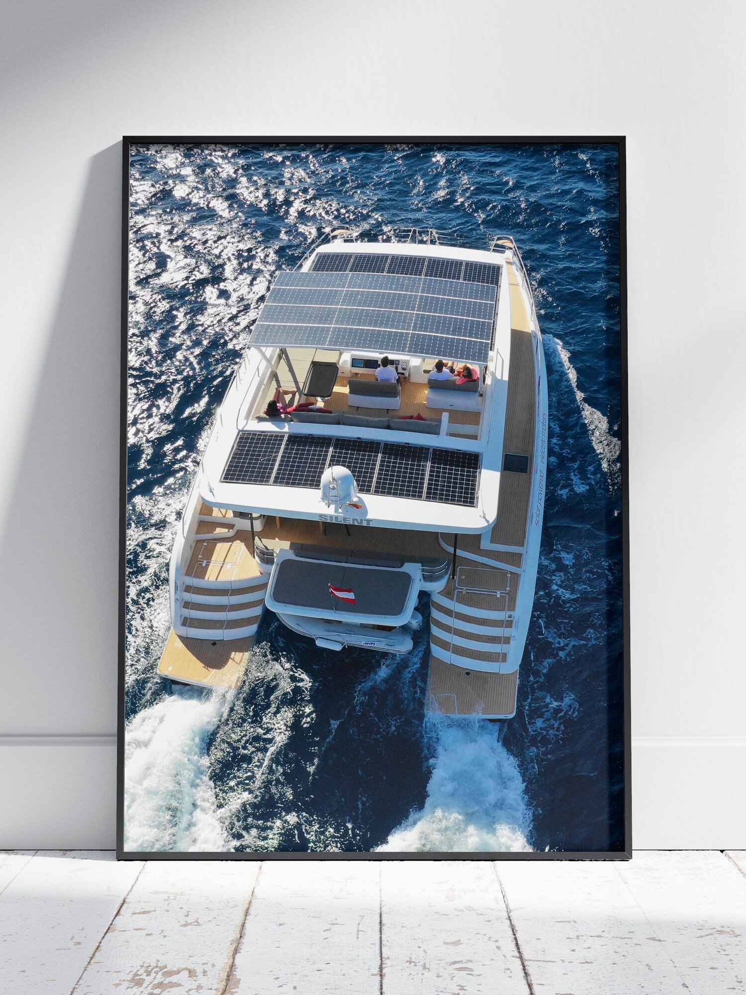 Плакат на стену для интерьера Транспорт и техника (Солнечный Катер - Solar Boat Solar Powered Boats) - Постер по машине формата A4 (21x30 см)