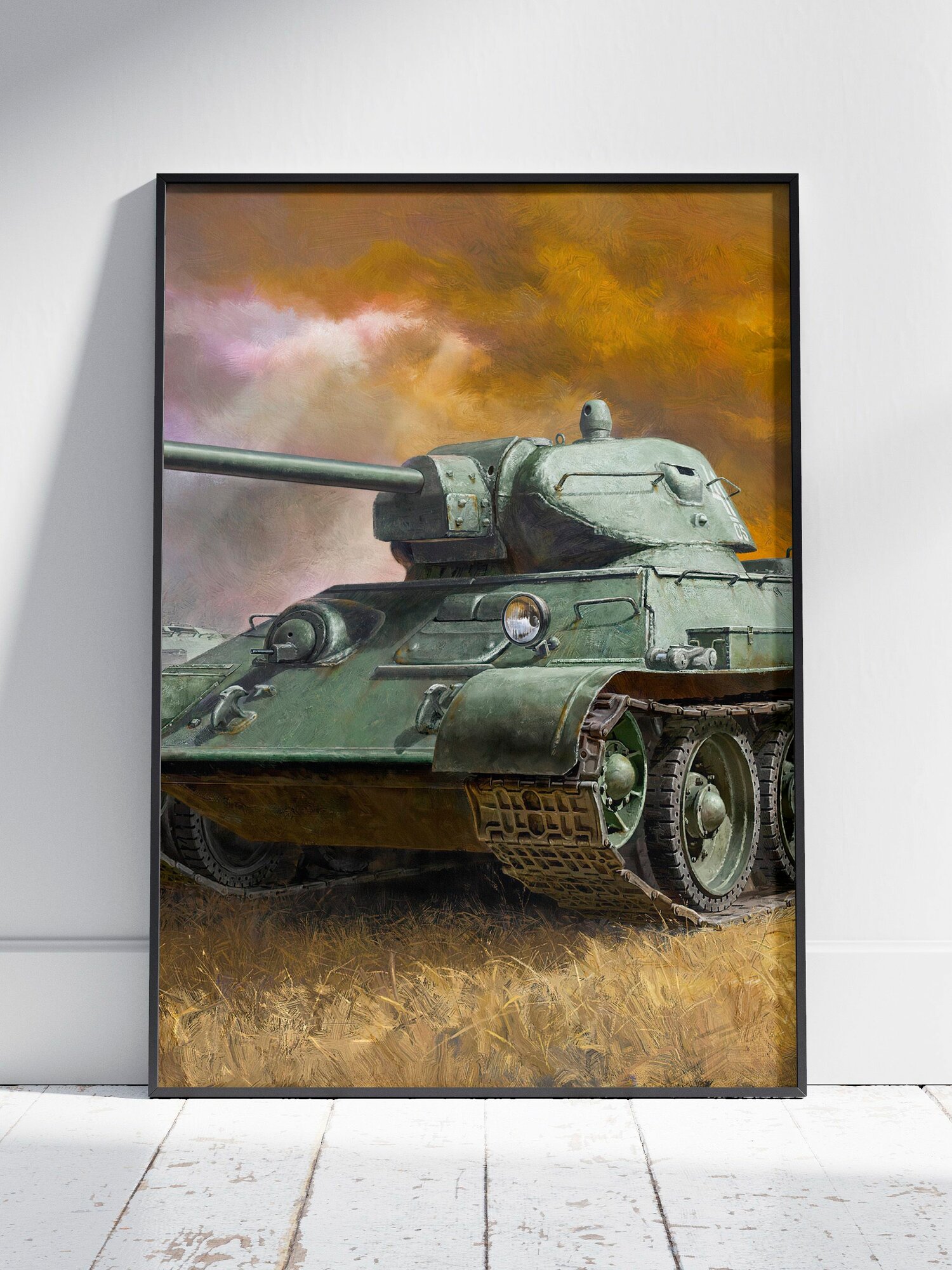 Плакат на стену для интерьера Транспорт и техника (Танк Т 34 - T 34 2) - Постер по машине формата A4 (21x30 см)