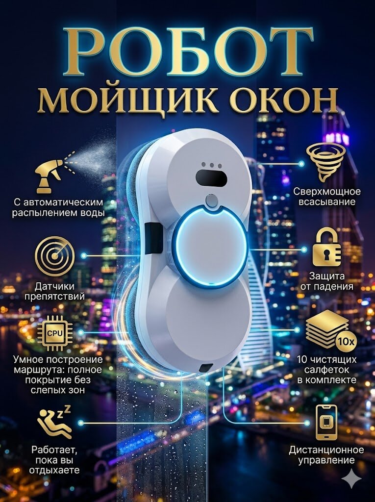 Робот мойщик окон с распылением; Робот мойщик окон мощный, стеклоочиститель для окон и стекол техника для дома я