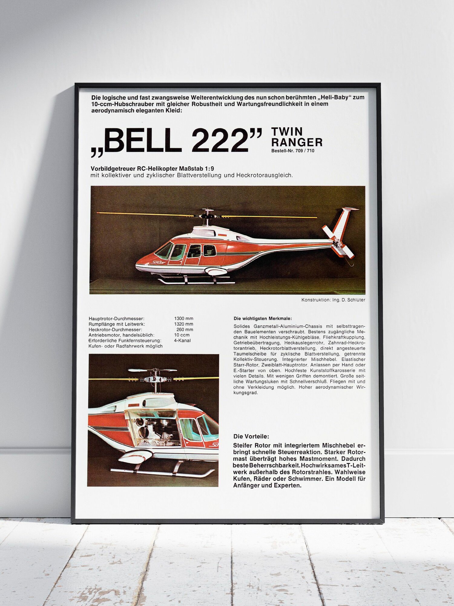 Плакат на стену для интерьера Транспорт и техника (Вертолёт Bell - Helicopter Bell 2) - Постер по машине формата A4 (21x30 см)