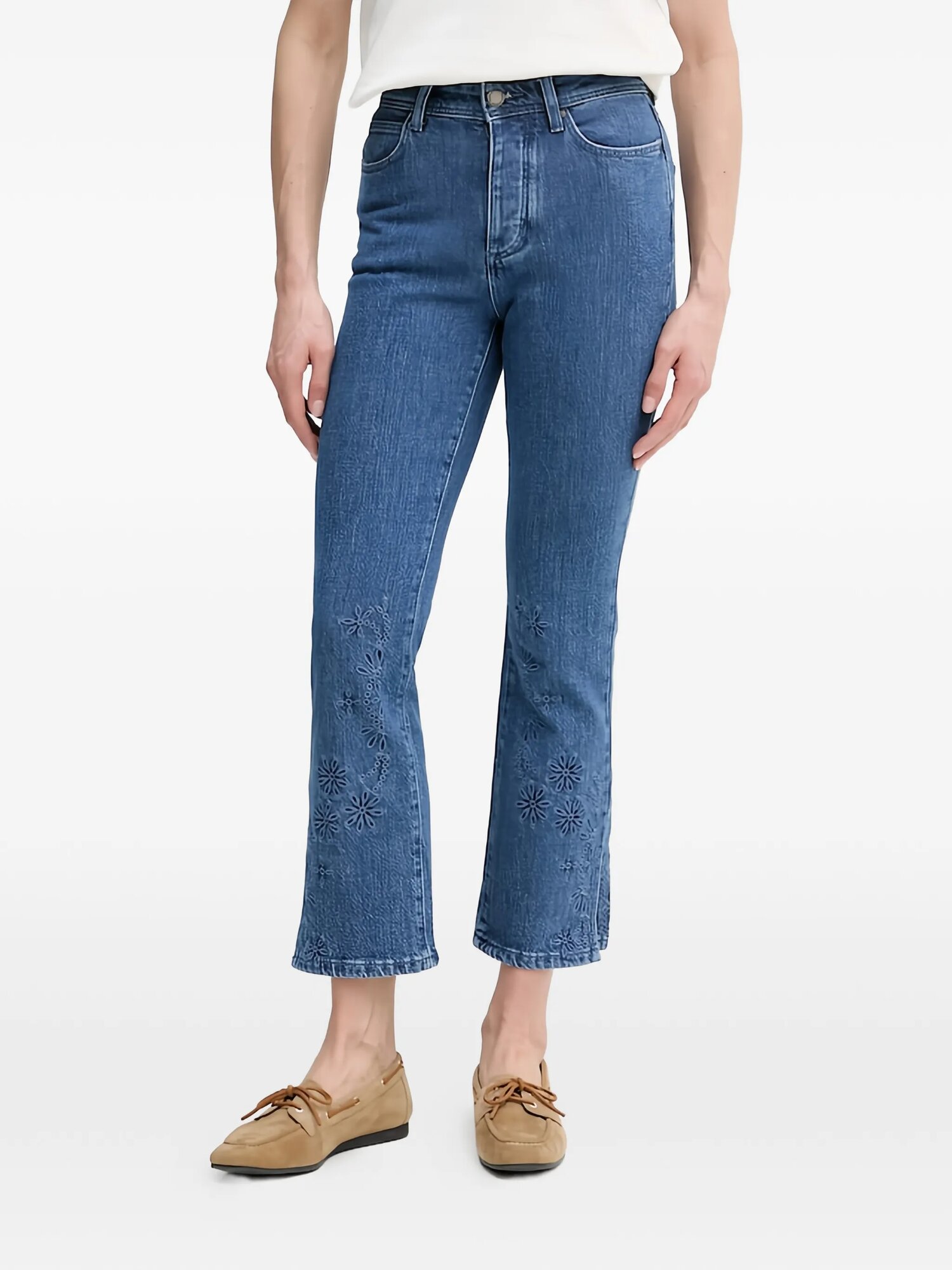 Джинсы Bruna floral-embroidery split-hem jeans 