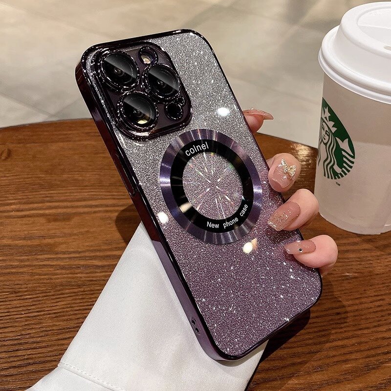 Чехол "Все включено" colorful rose, для iPhone 14, магнитно-градиентный, фиолетовый