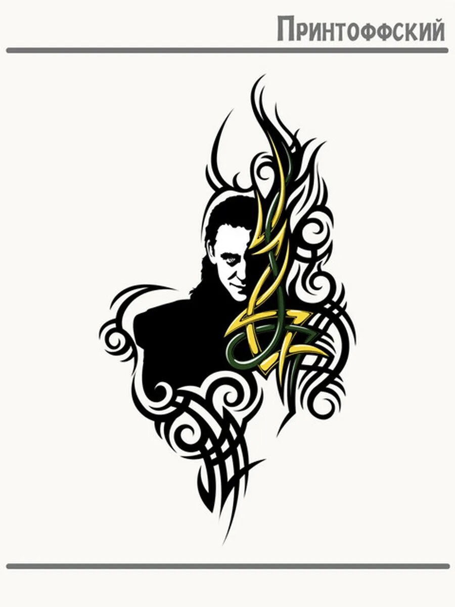 Термонаклейка для одежды и аксессуаров DTF-печать узоры тату локи loki марвел marvel
