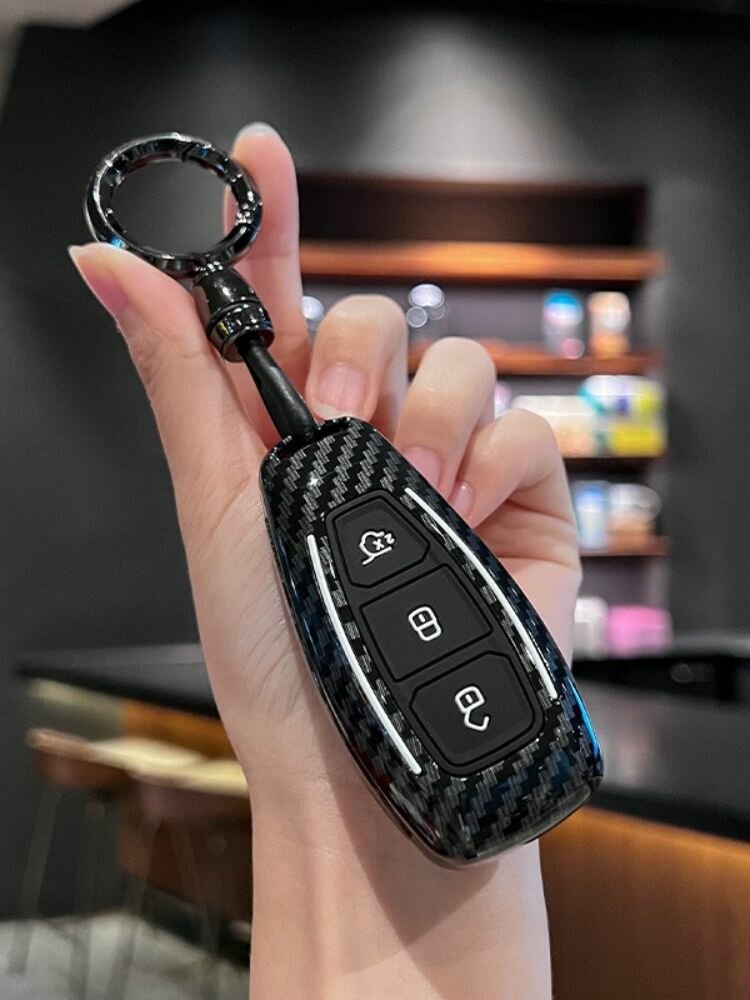 Чехол для ключа авто Ford — углеродный с печатью для Kuga Puma Grand C Max Focus EcoSport Mondeo Fiesta Fusion