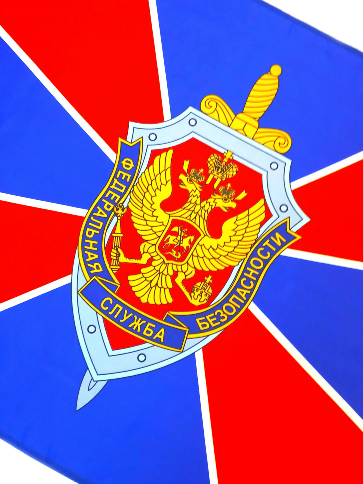Флаг ФСБ России Федеральная служба безопасности, полиэфирный шелк, настенный размер большой 90х135 — фото 1