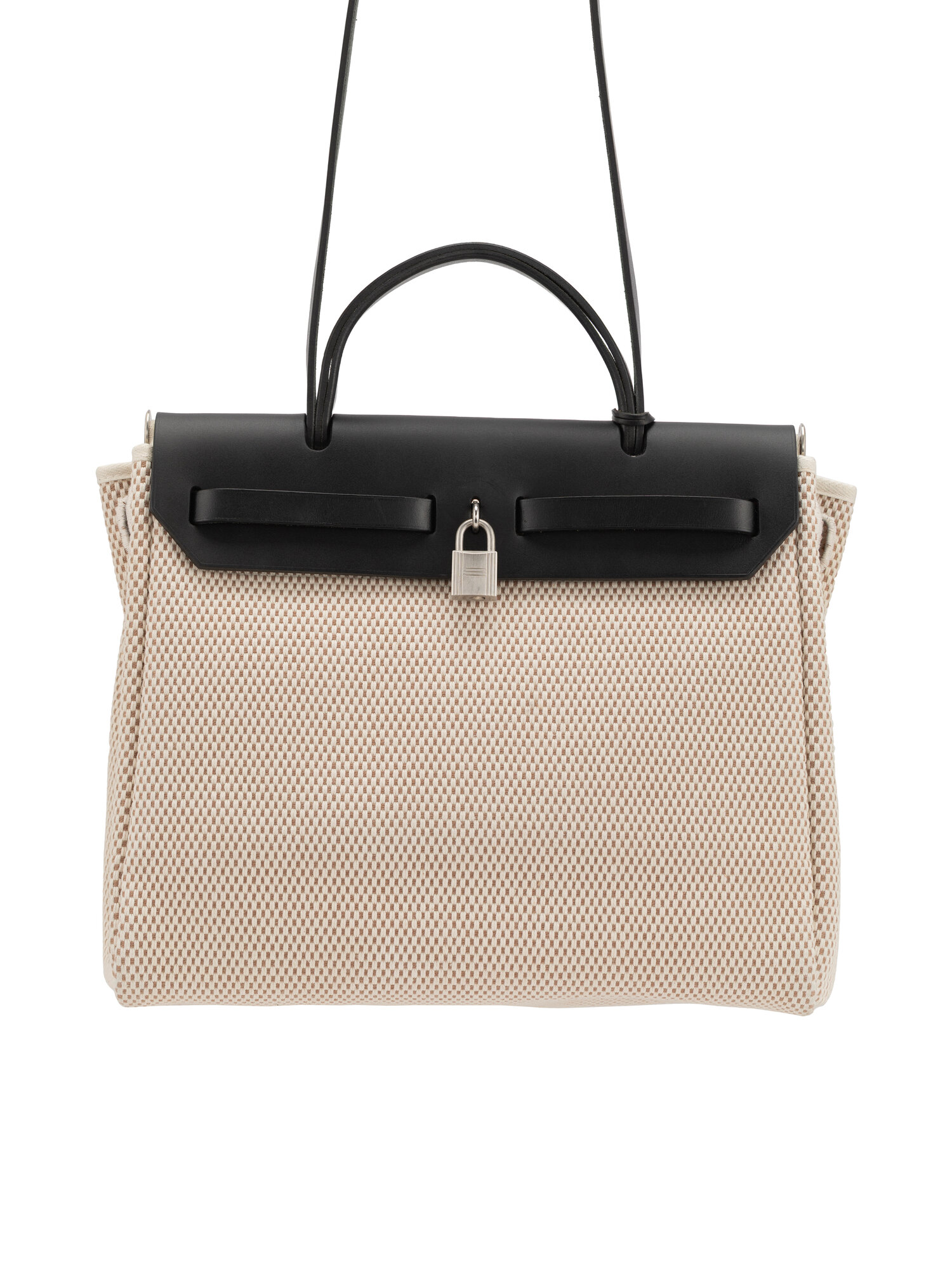 Сумка сэтчел Hermes Herbag 31 Vintage, бежевый, черный — фото 1
