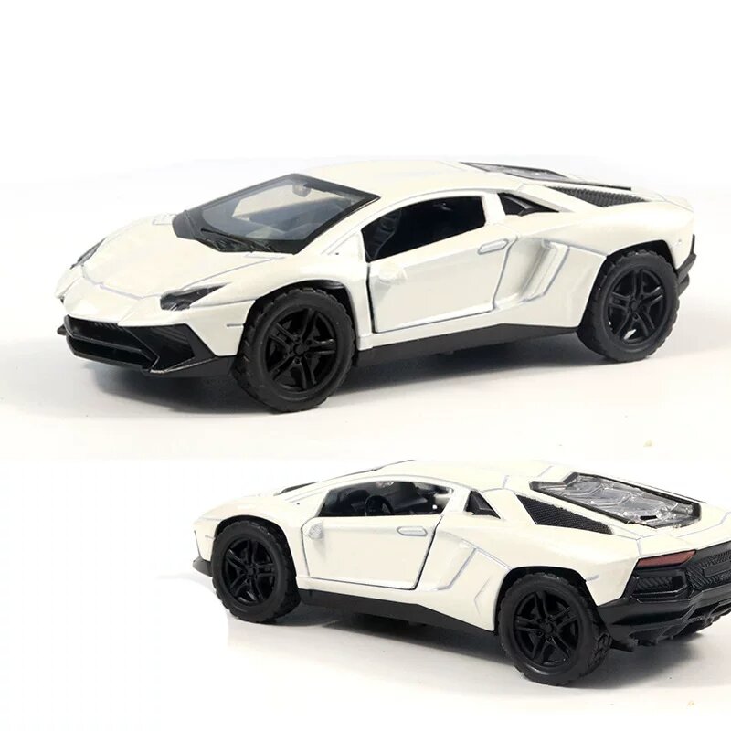 Металлическая модель автомобиля Lamborghini бело-зеленого цвета 1:64 для детей