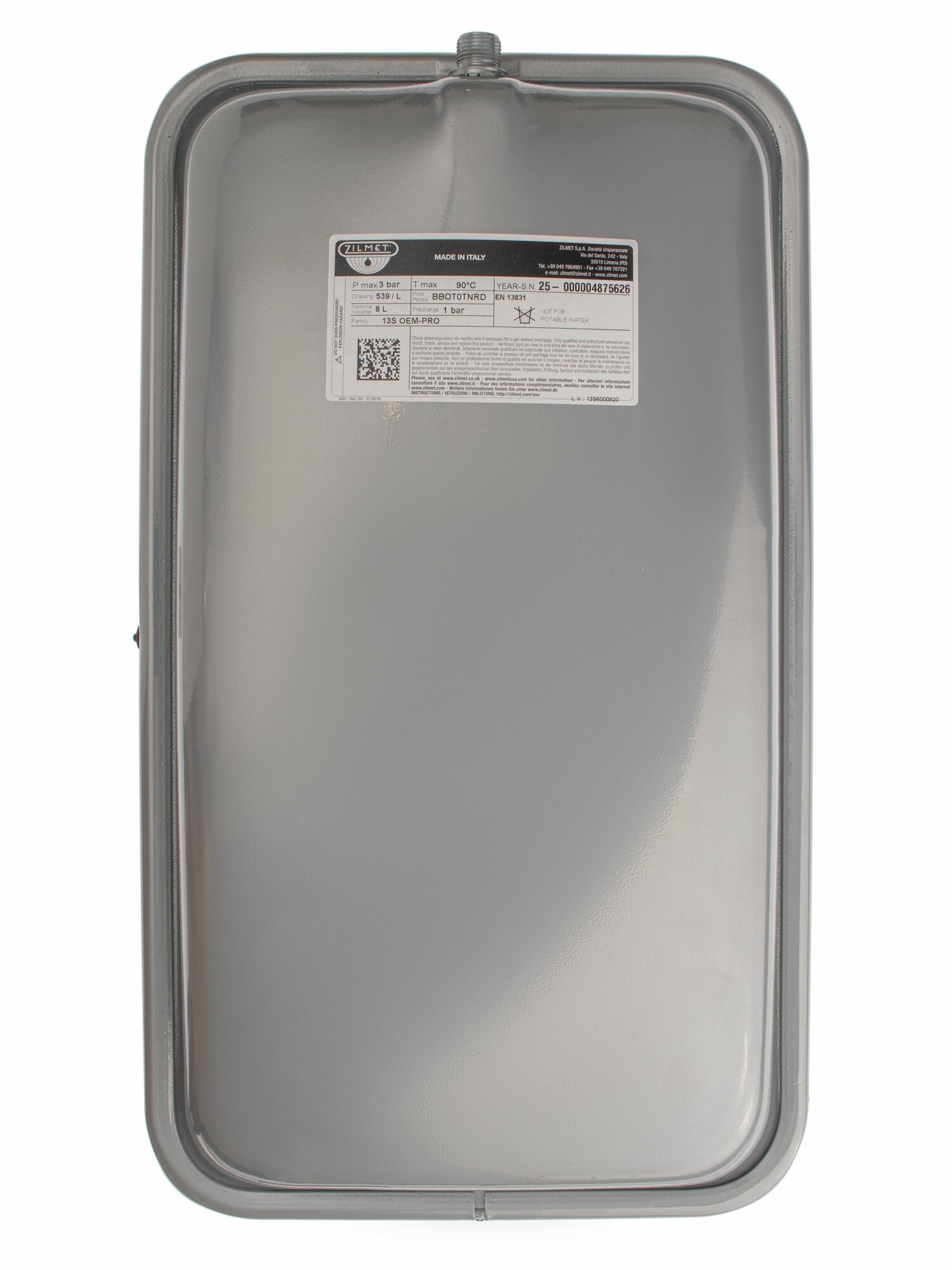 Расширительный бак 8л, 3/8" (пр-во Zilmet, Италия) для котлов Vaillant eloBLOCK VE 6-28кВт. 0020237676