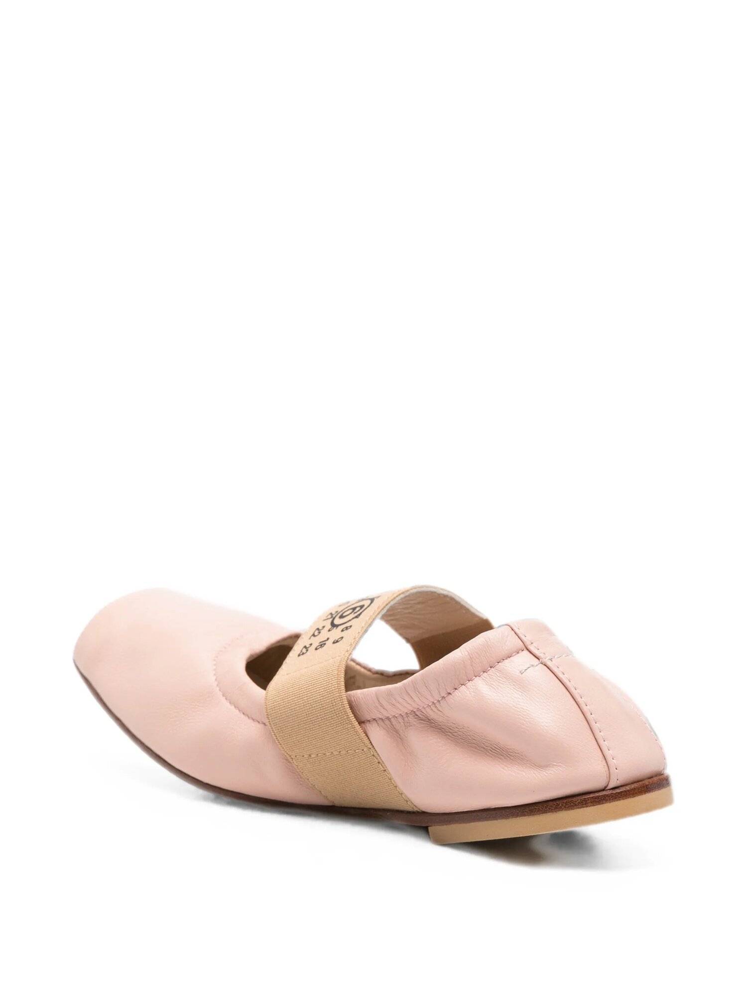 Балетки MM6 Logo-print square-toe ballet flats, размер 24, , розовый — фото 1