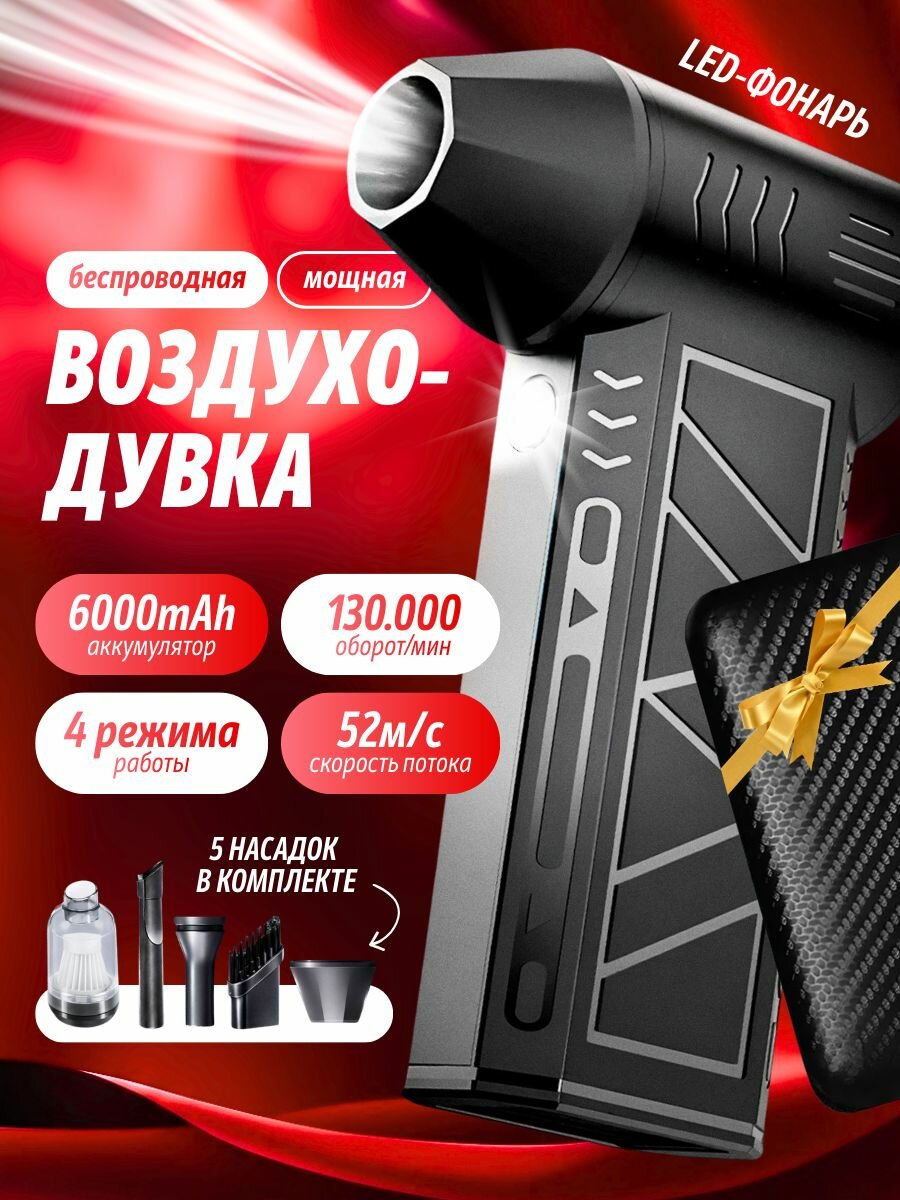 Воздуходувка аккумуляторная мощная / воздуходувка для компьютера / Ветродуйка с функцией пылесоса