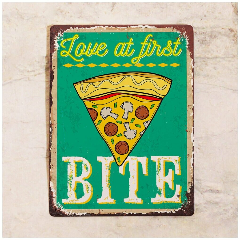 Жестяная табличка Love Pizza, металл, 20х30 см