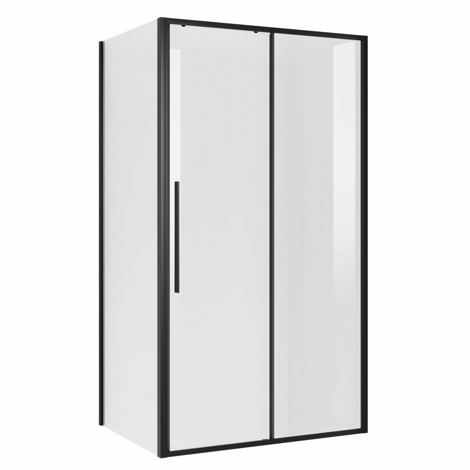 Душевое ограждение Niagara Nova NG-84-13AB-A80B-34 (130х80х195) прямоугольник, черный матовый, дверь раздвижная, стекло прозрачное,2 места