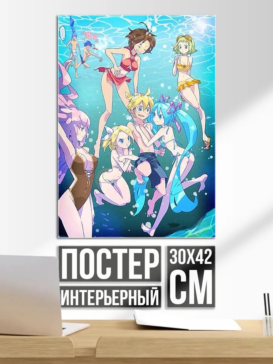 Плакат постер Аниме девушки в воде