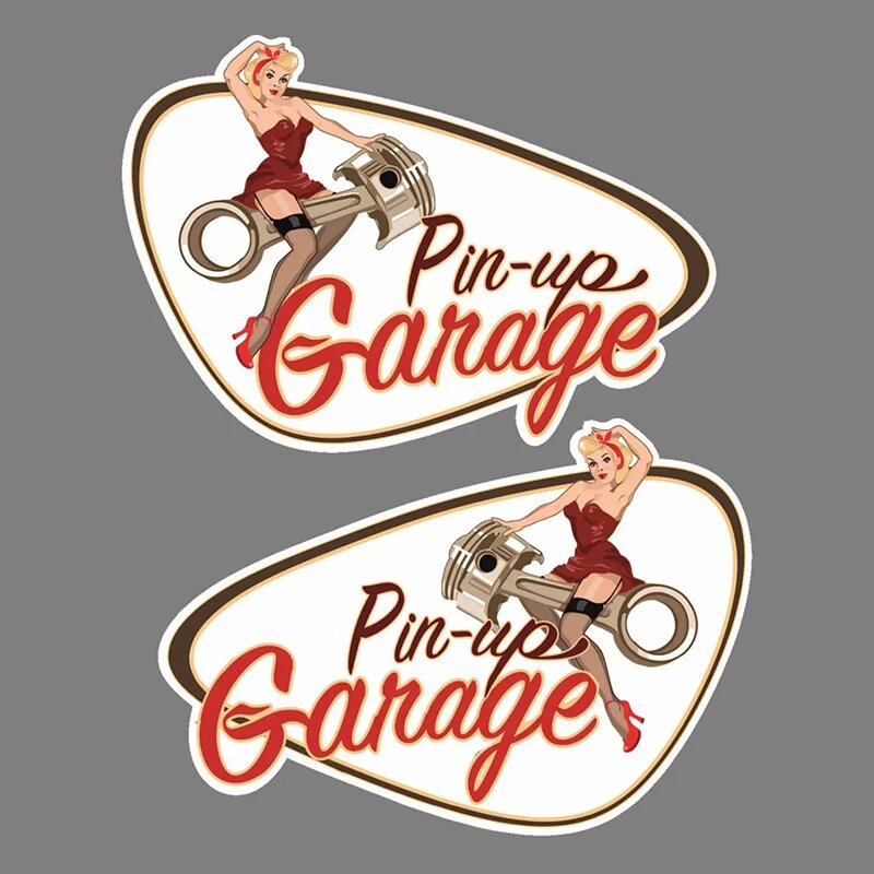 Pin Up Garage ретро наклейка на мотоцикл