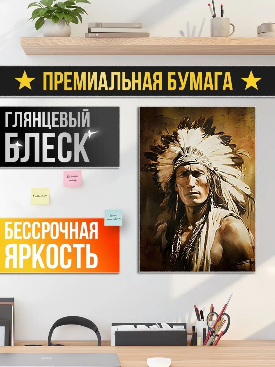 Постер на стену Североамериканский индеец — фото 1