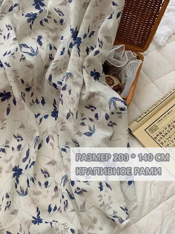 Ткань крапива рами для пошива одежды, платьев, рубашек и рукоделия, девушки картина на светло-зеленый, отрез 200*140см