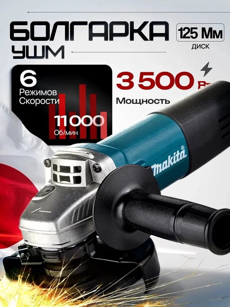Болгарка 3500 W, УШМ с регулировкой оборотов