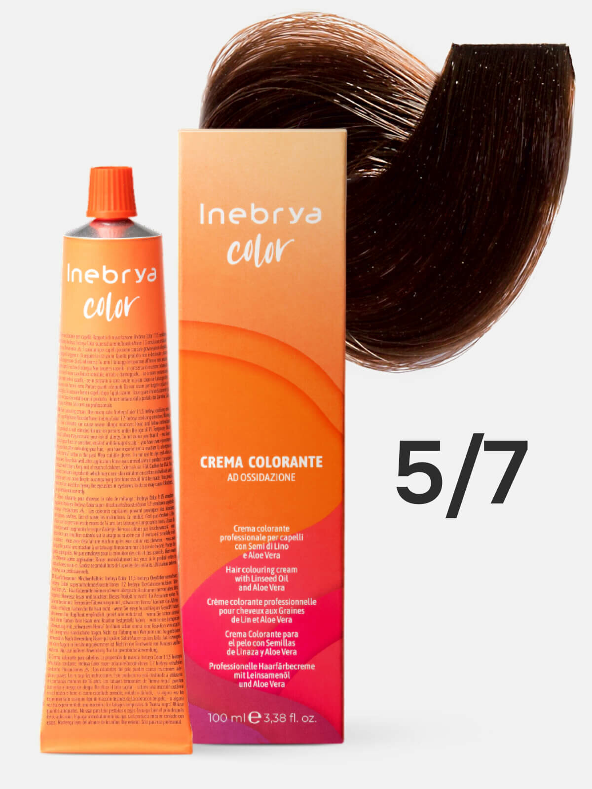Крем - краска для волос профессиональная Inebrya Color Professional 5/7 Светлый каштановый Коричневый, 100 мл