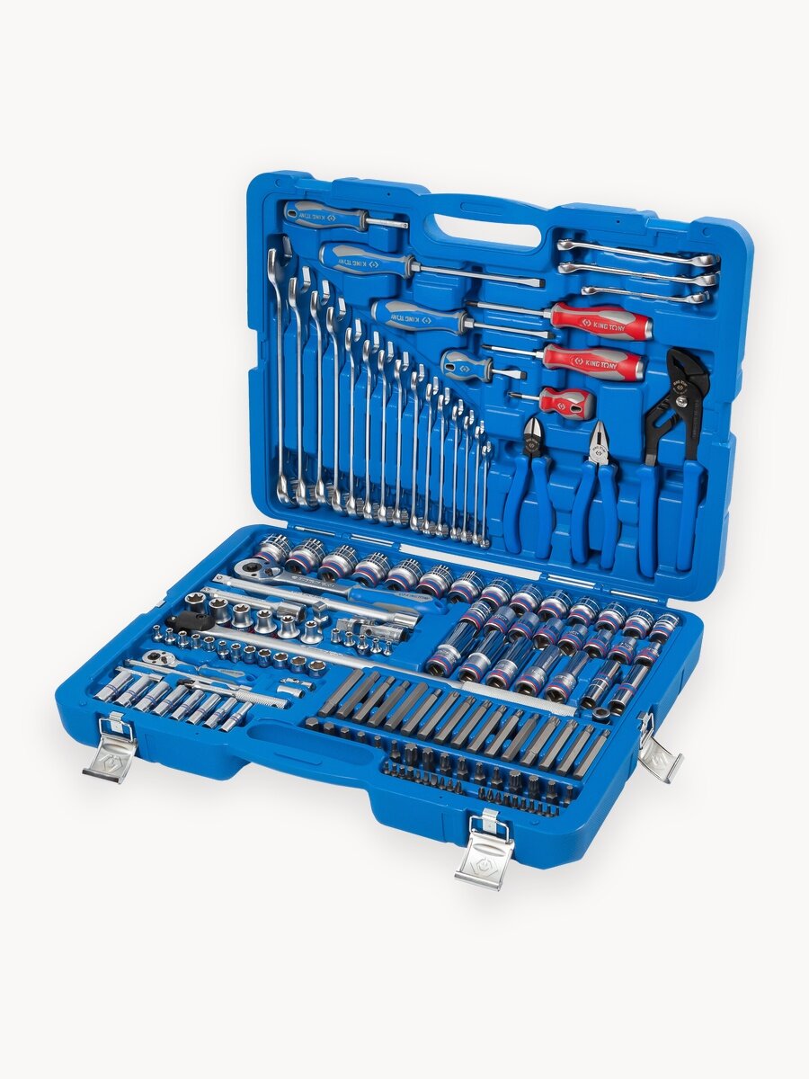 Набор инструментов 153 предмета, универсальный, в комплекте фонарь налобный KING TONY P7553MR03