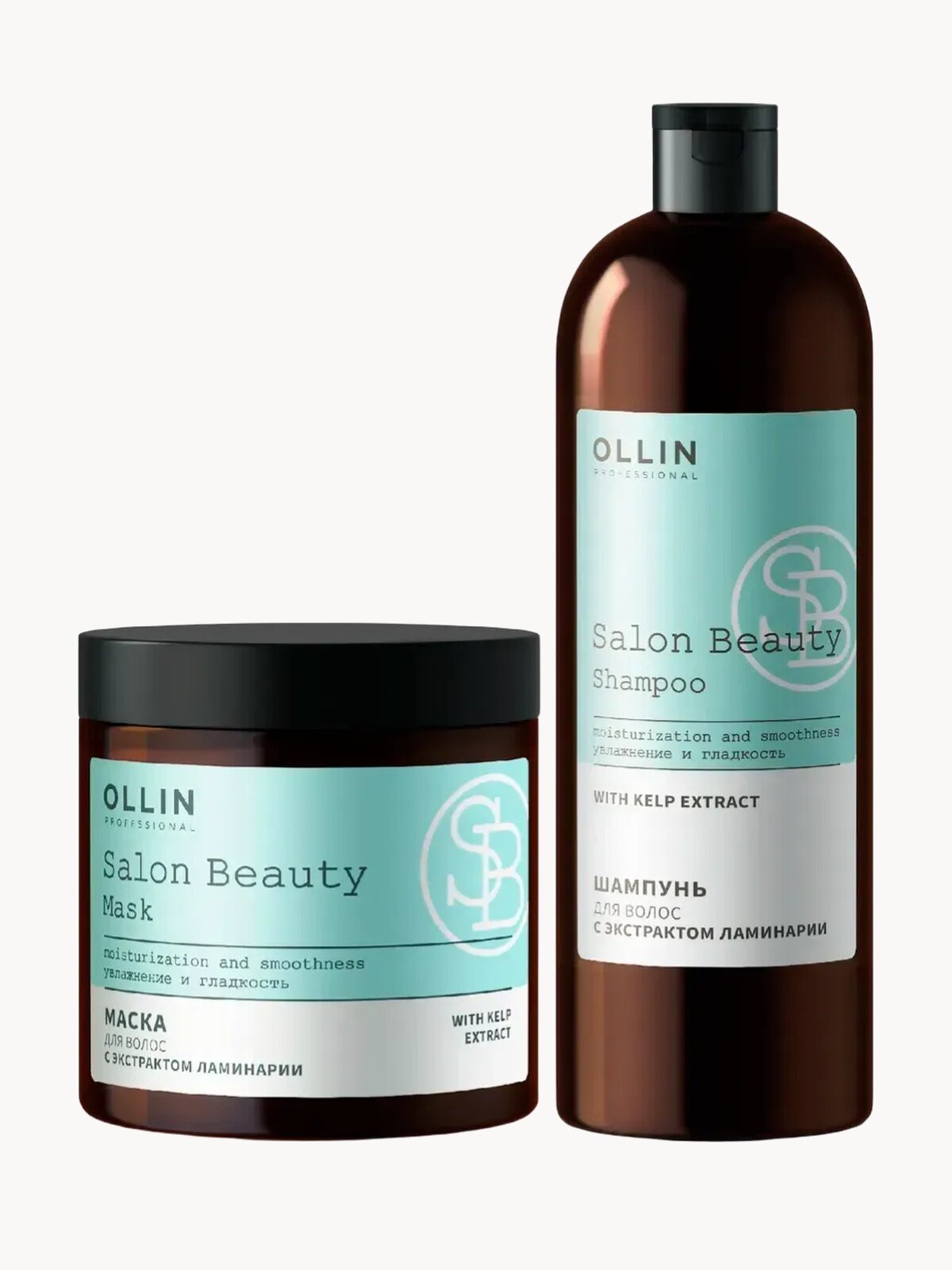 Набор для волос OLLIN PROFESSIONAL Salon Beauty: шампунь и маска с экстрактом ламинарии, 1000+500 мл