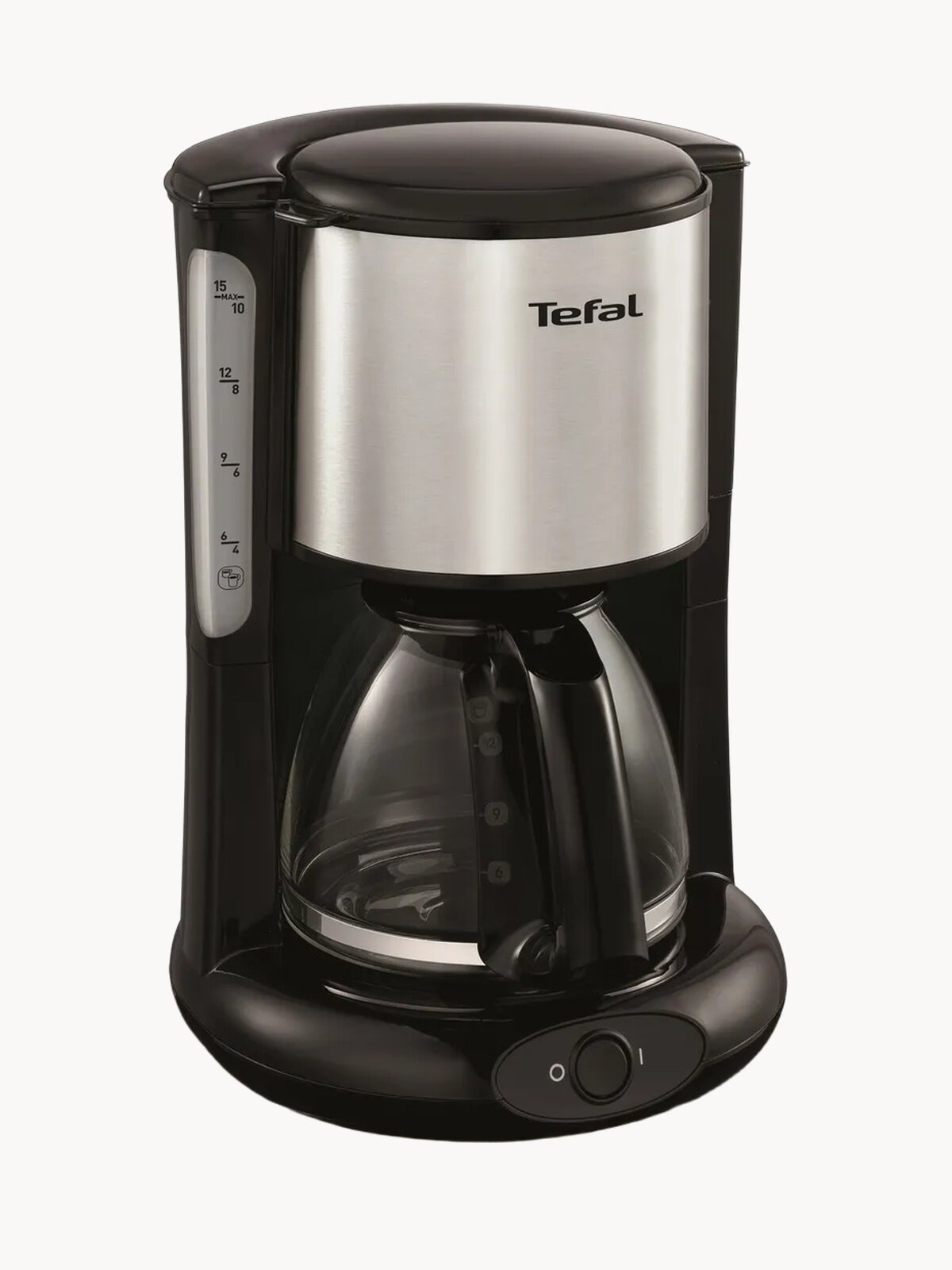 Кофеварка капельная Tefal Confidence CM361838, 1.25 л, с противокапельной системой и функцией подогрева, черный/металлик