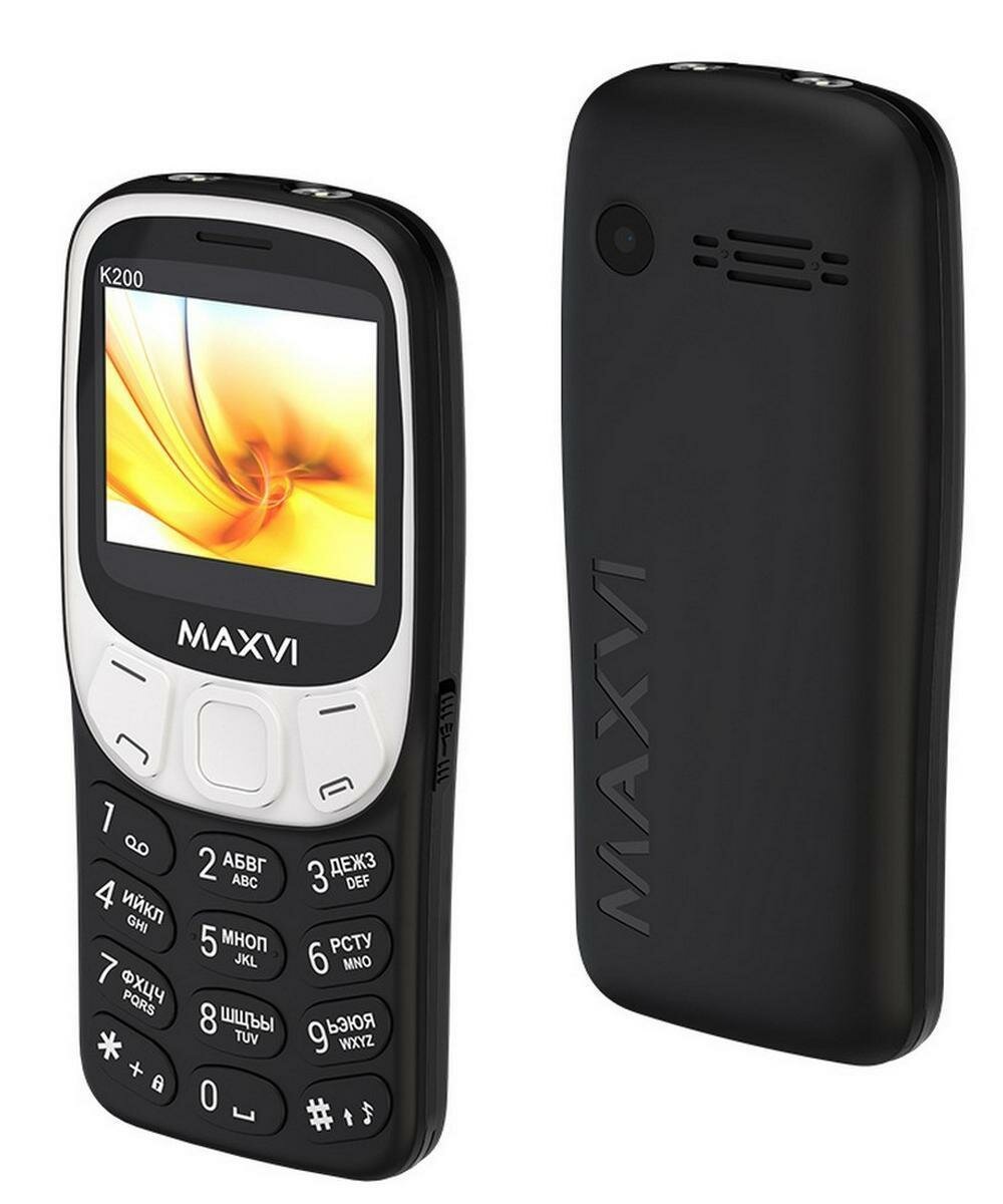 Мобильный телефон Maxvi K200 Черный 2 sim 2″ TFT 2G 1600 mAh (RU)