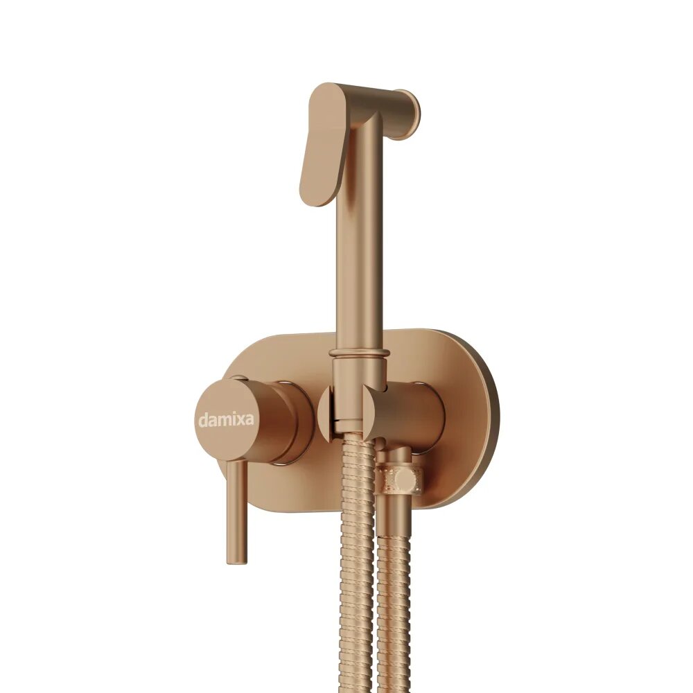 Гигиенический душ Damixa Option 214000000 встраиваемый, скрытого монтажа, со смесителем, бронзовый, глянцевый, латунь, рычажный, с защитой от обратного потока, смеситель для биде