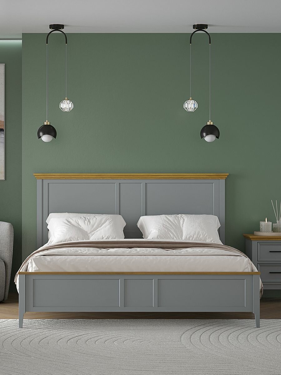 Кровать Спальня Квадро-С 180 (серый 7042-антик 24) массив сосны