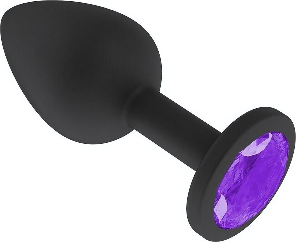 Анальная пробка "Silicone Collection" с фиолетовым кристаллом, длина 8,2 см, диаметр 3,3 см