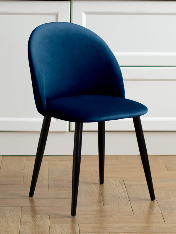 Стул Гринвич синий велюр кухонный мягкий со спинкой для дома, для кухни, для гостиной, для спальни, DOBROV