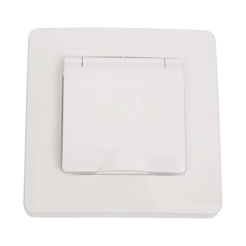 Розетка Systeme Electric Blanca скрытая установка Белый IP44 с заземляющим контактом со шторками, с крышкой, 16А,