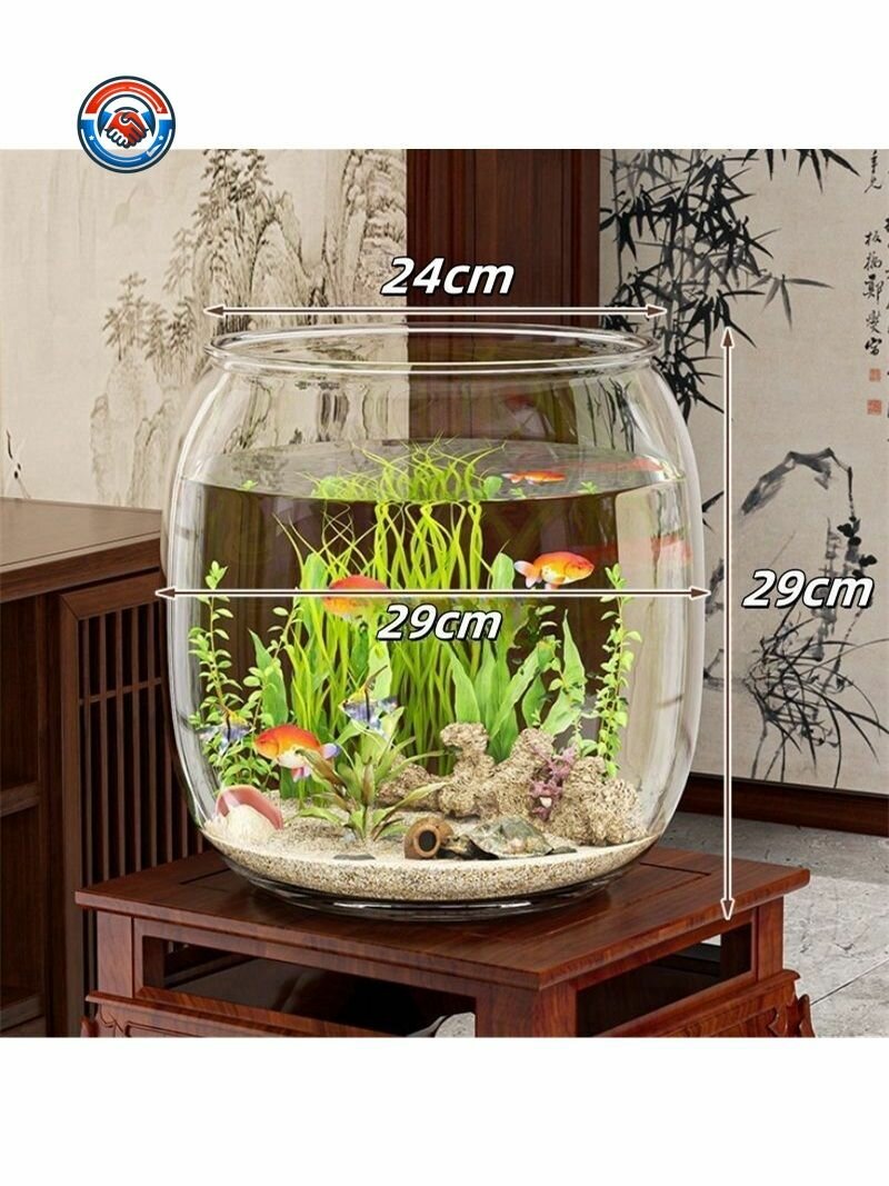 Аквариум для дома и офиса, прозрачный стеклянный аквариум для рыбок, уютный декор интерьера, простота в уходе и установке