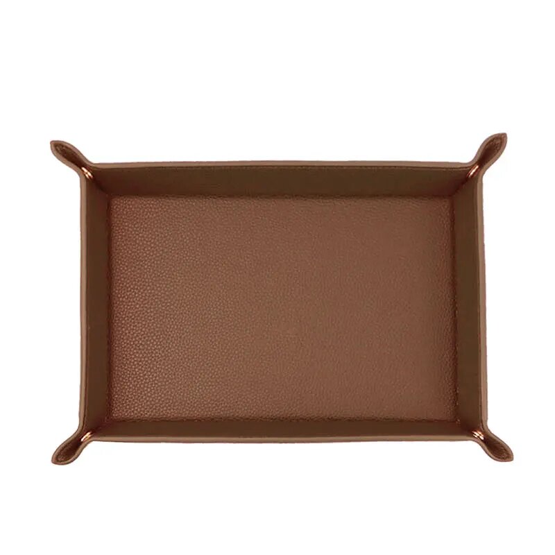 Коричневый складной поднос из искусственной кожи 26x20x4 см