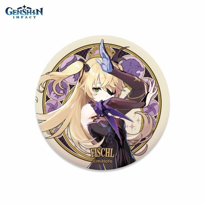 Значок Genshin Impact Mondstadt Can Fischl, металл, диаметр 7,5см
