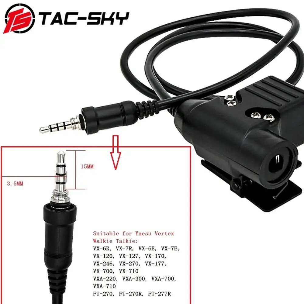 TAC-SKY PTT U94 Yaesu Vertex VX-6R VX-7R VX6R VX7R FT-270 Рация Yaesu Vertex U94 PTT Тактический адаптер для гарнитуры