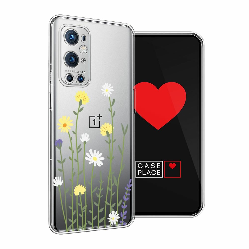 Чехол на OnePlus 9 Pro / ВанПлас 9 Про с принтом "Пучок полевых цветов", прозрачный — фото 1