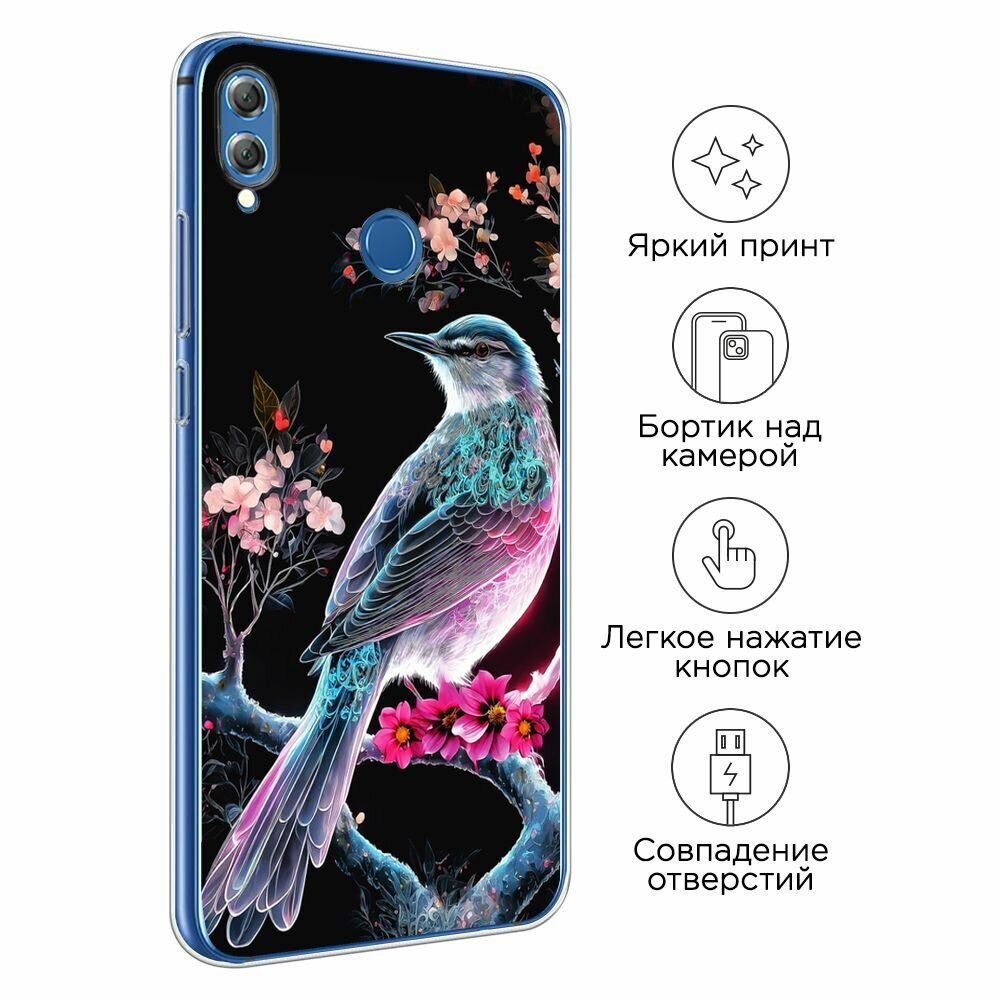 Чехол на Honor 8X / Хонор 8Х с принтом "Птица на цветущем дереве" — фото 1