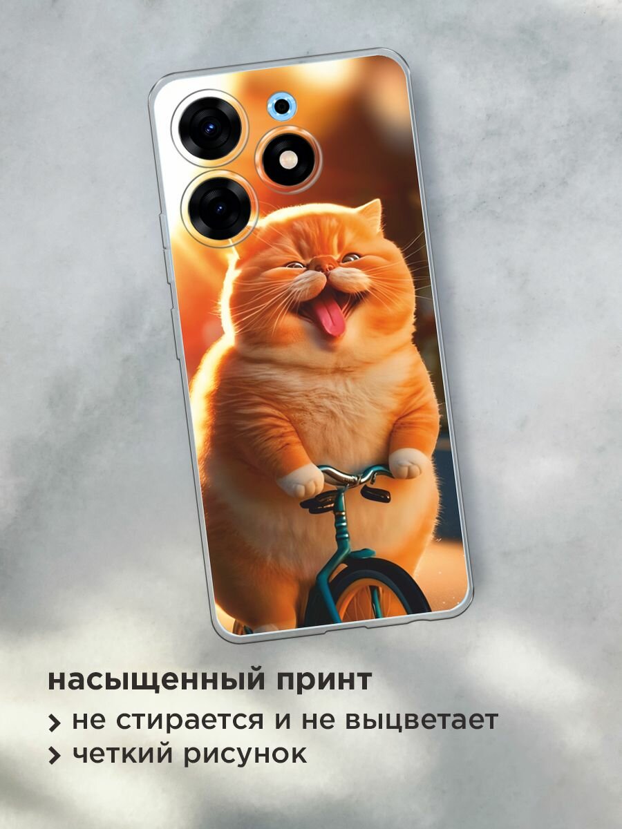 Чехол на Tecno Spark 10 Pro / Текно Спарк 10 Про с принтом "Кот на велике" — фото 1